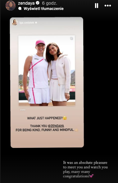 Iga Świątek po Indian Wells spotkała... Zendayę. "Co się właśnie ...