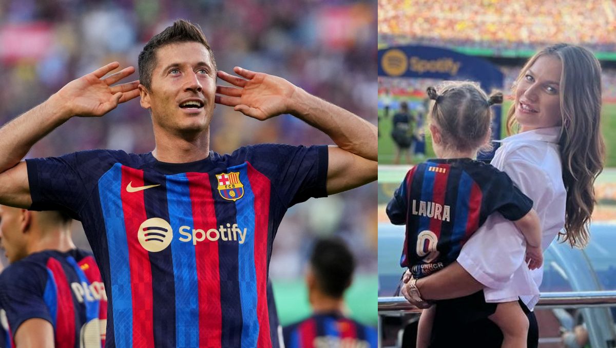 La Liga. Anna Lewandowska wraz z Klarą i Laurą na meczu Barcelony z ...